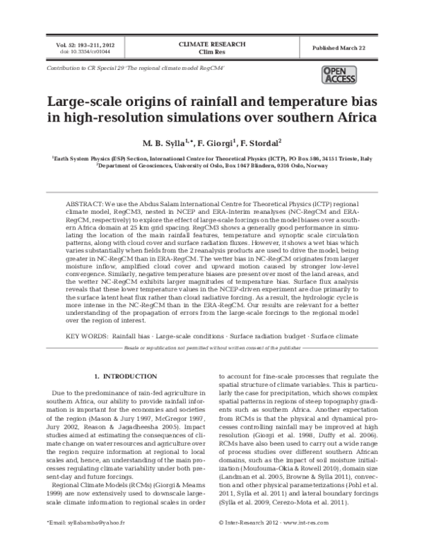 (PDF) Large-scale origins of rainfall and temperature bias in high ...