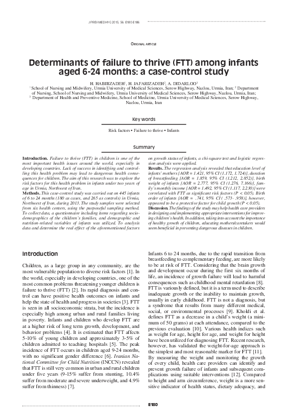 (PDF) Determinants of failure to thrive (FTT) among infants aged 6-24 months: a case-control study