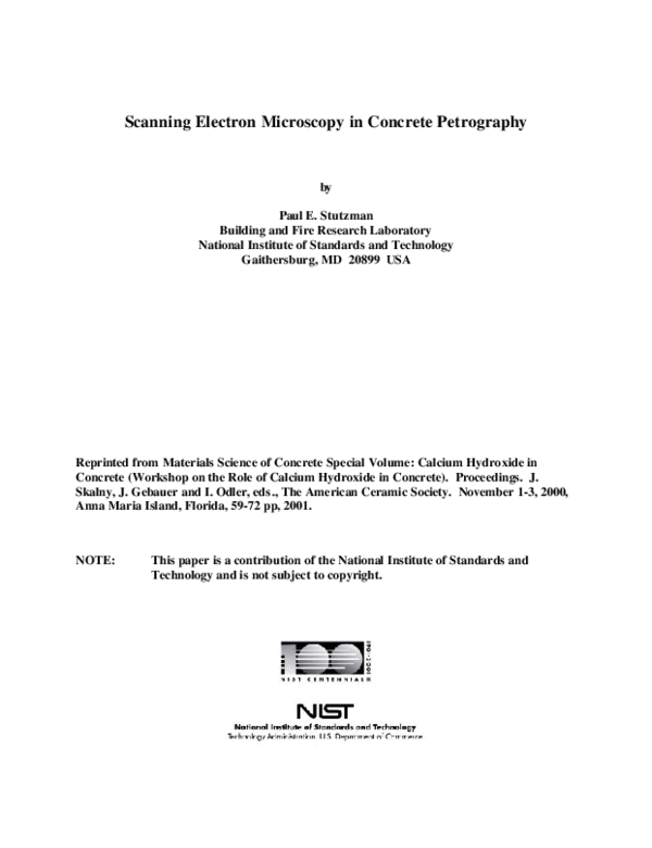 (PDF) Scanning Electron Microscopy in Concrete Petrography | NIST
