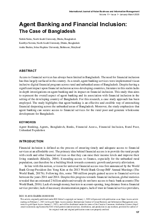 (PDF) Agent Banking and Financial Inclusion