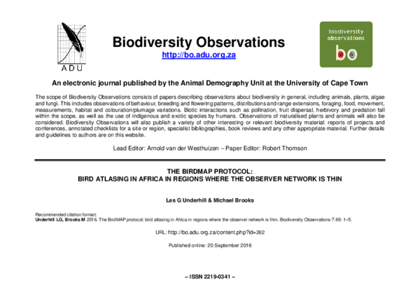 (PDF) The BirdMAP protocol: bird atlasing in Africa in regions where ...