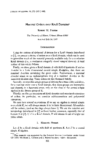 (PDF) Maximal orders over Krull domains