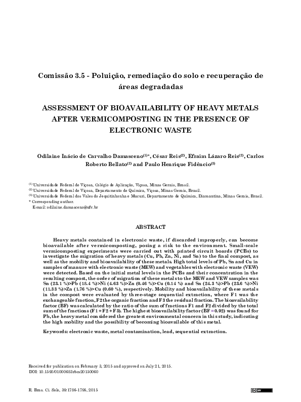 (PDF) Assessment of Bioavailability of Heavy Metals After ...