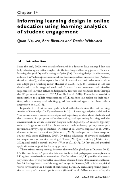 (PDF) Informing learning design in online education using learning analytics of student engagement