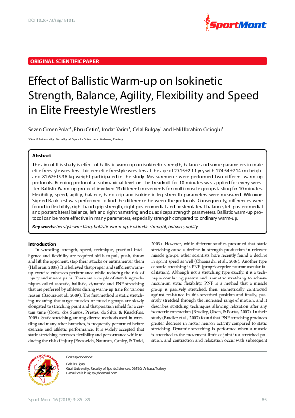 (PDF) Effect of Ballistic Warm-up on Isokinetic Strength, Balance ...