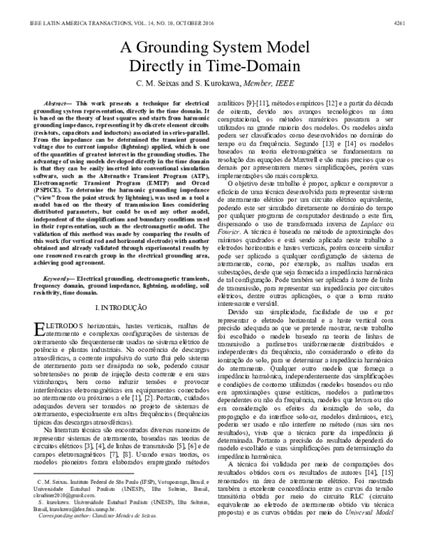 (PDF) A Grounding System Model Directly in Time-Domain