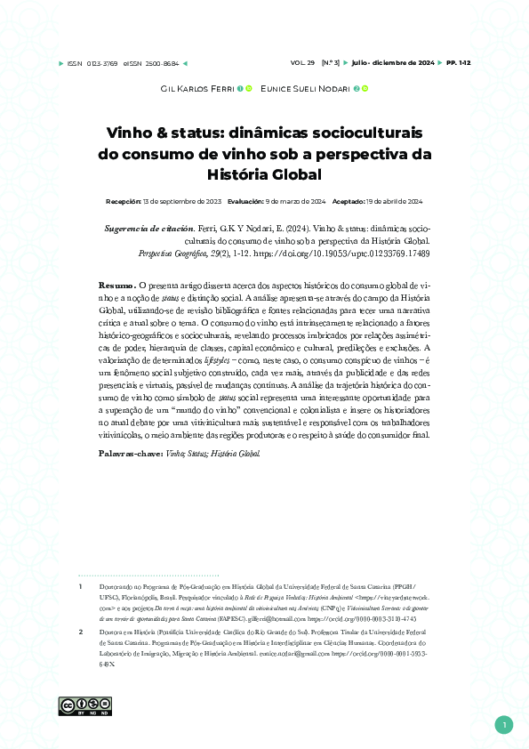 (PDF) Wine & status: sociocultural dynamics of wine consumption from ...