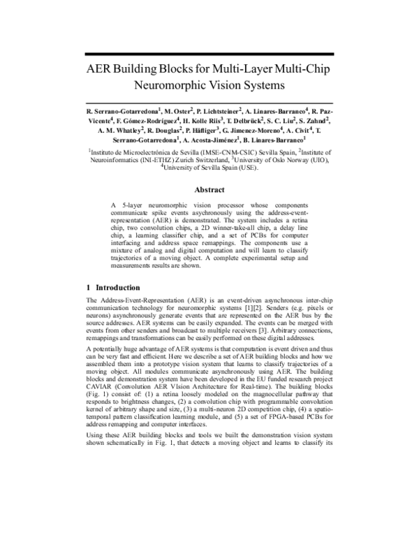 (PDF) AER building blocks for multi-layer multi-chip neuromorphic ...