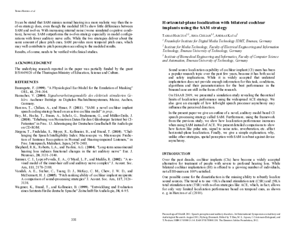 (PDF) Horizontal-plane localization with bilateral cochlear implants ...