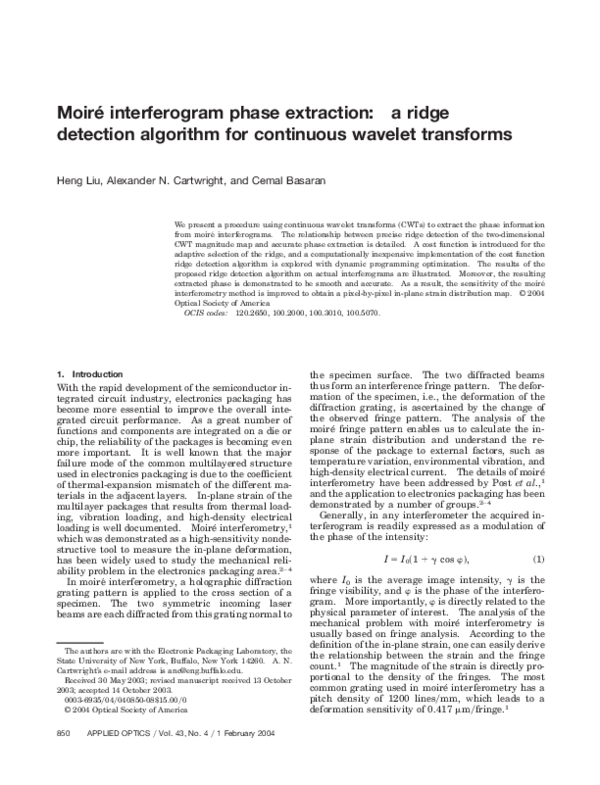 (PDF) Moiré interferogram phase extraction: a ridge detection algorithm ...