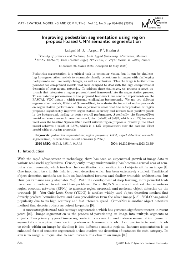 (PDF) Improving pedestrian segmentation using region proposal-based CNN ...