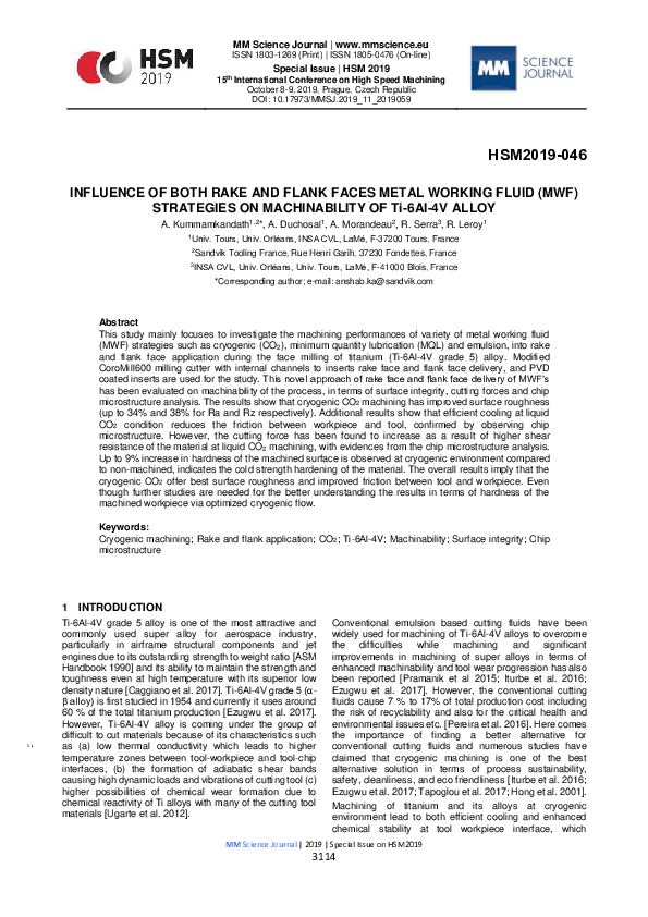 (PDF) NFLUENCE OF BOTH RAKE AND FLANK FACES METAL WORKING FLUID (MWF ...