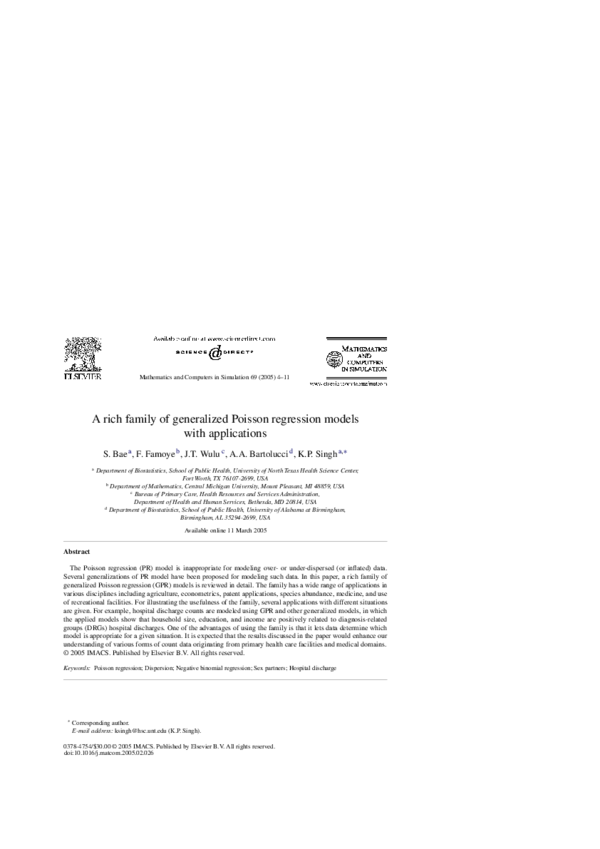 (PDF) A rich family of generalized Poisson regression models with ...