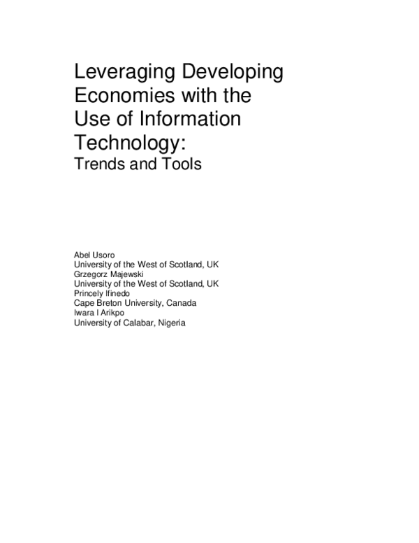 (PDF) Leveraging Developing Economies with the Use of Information ...