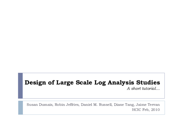 (PDF) Design of Large Scale Log Analysis Studies