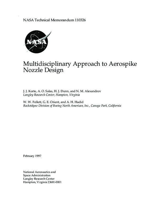 (PDF) Multidisciplinary Approach to Aerospike Nozzle Design
