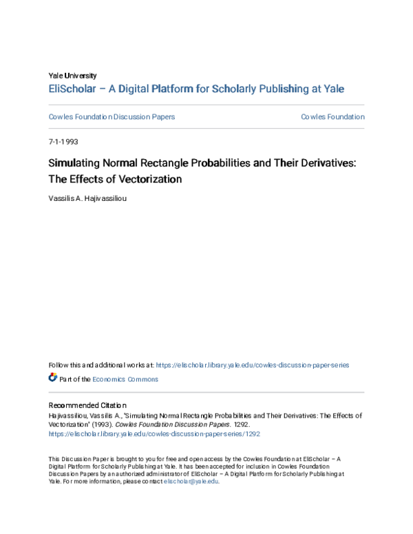 (PDF) Simulating Normal Rectangle Probabilities and Their Derivatives ...