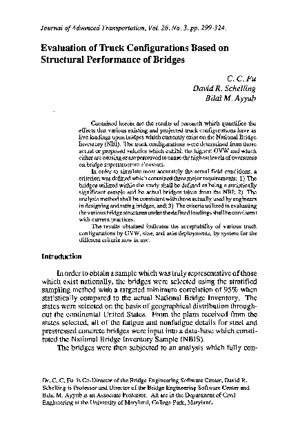 (PDF) Evaluation of truck configurations based on structural performance of bridges