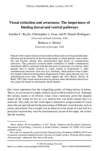(PDF) Visual extinction and awareness: The importance of binding dorsal ...