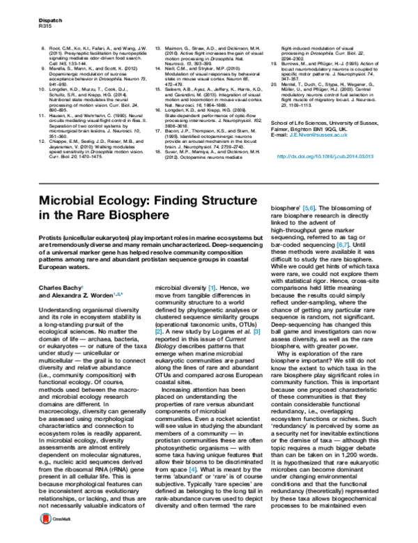 (PDF) Microbial Ecology: Finding Structure in the Rare Biosphere
