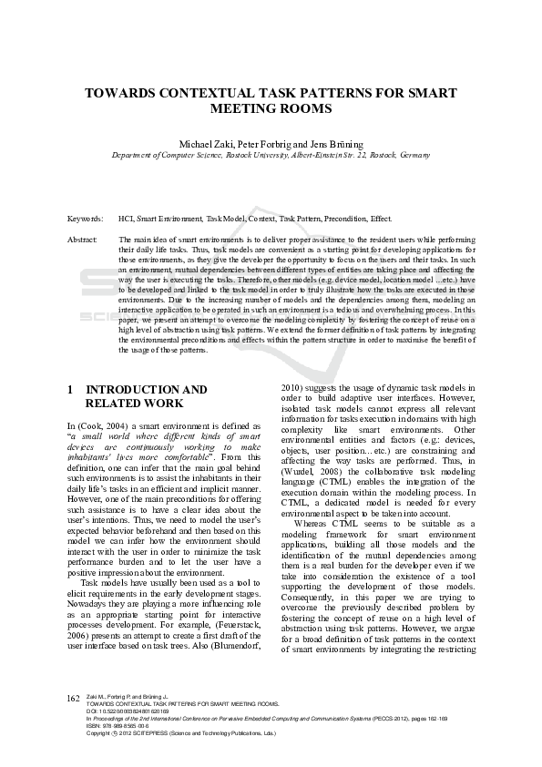 (PDF) Towards Contextual Task Patterns for Smart Meeting Rooms