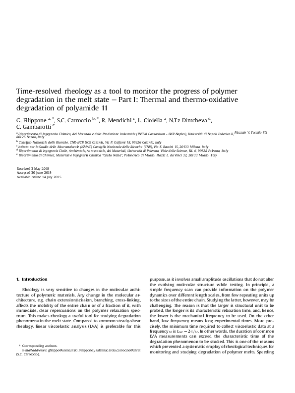 (PDF) Time-resolved rheology as a tool to monitor the progress of polymer degradation in the ...