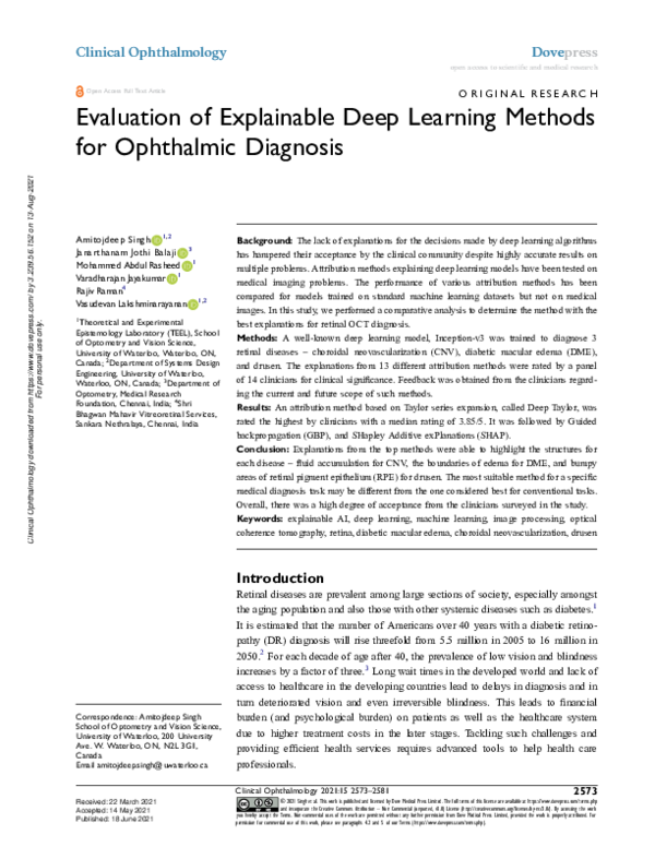 (PDF) Evaluation of Explainable Deep Learning Methods for Ophthalmic ...