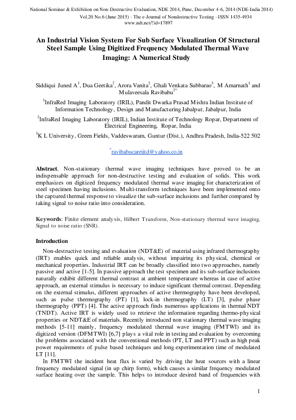 (PDF) An Industrial Vision System For Sub Surface Visualization Of Structural Steel Sample Using ...