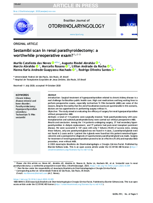 (PDF) Sestamibi scan in renal parathyroidectomy: a worthwhile ...