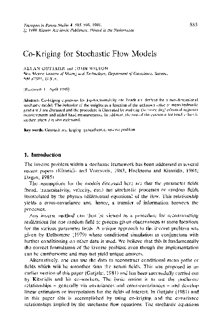 (PDF) Co-kriging for stochastic flow models