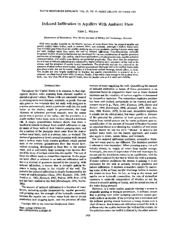 (PDF) Induced infiltration in aquifers with ambient flow