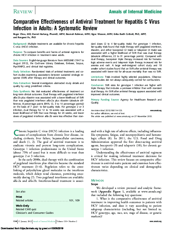 (PDF) Comparative Effectiveness of Antiviral Treatment for Hepatitis C ...