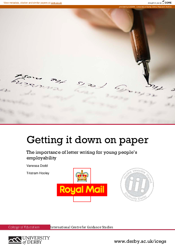 (PDF) Getting it down on paper: the importance of letter writing for ...