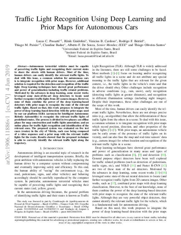 (PDF) Traffic Light Recognition Using Deep Learning and Prior Maps for ...