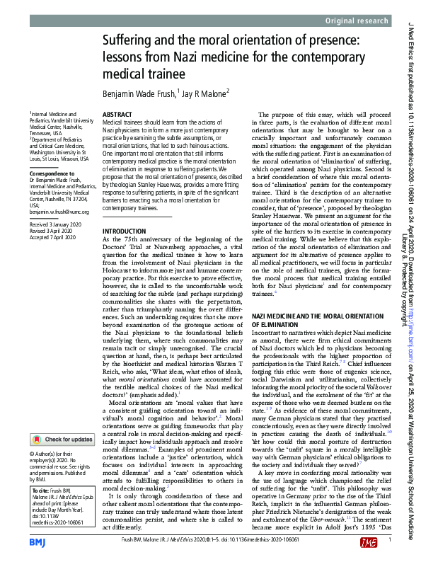 (PDF) Suffering and the moral orientation of presence: lessons from ...