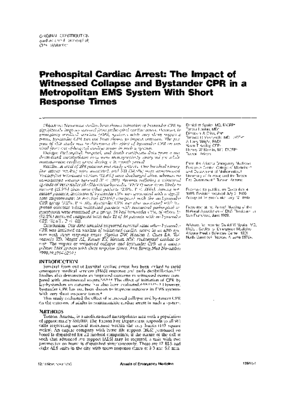 (PDF) Prehospital cardiac arrest: The impact of witnessed collapse and ...