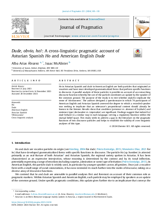 (PDF) Dude, Obvio, Ho!: A Cross-Linguistic Pragmatic Account of ...