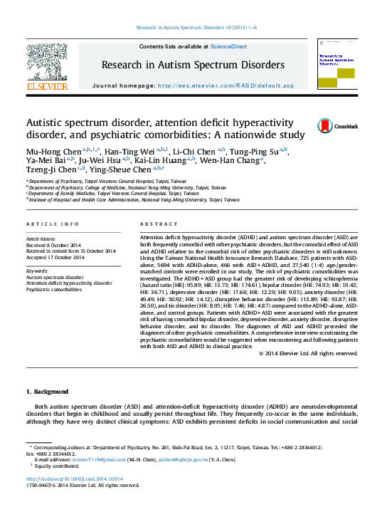 (PDF) Autistic spectrum disorder, attention deficit hyperactivity ...