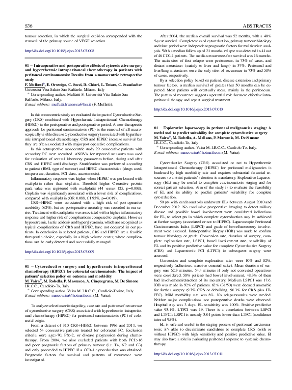 (PDF) Explorative laparoscopy in peritoneal malignancies staging: A ...