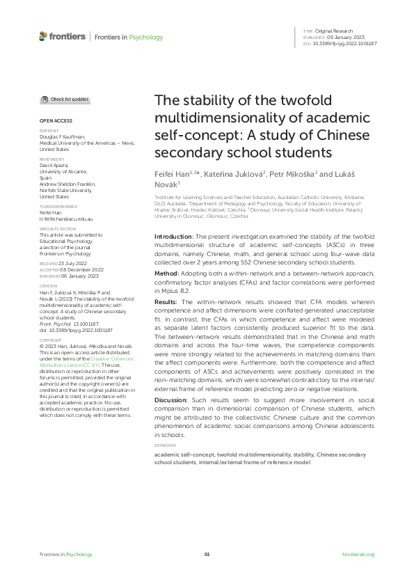(PDF) The stability of the twofold multidimensionality of academic self ...