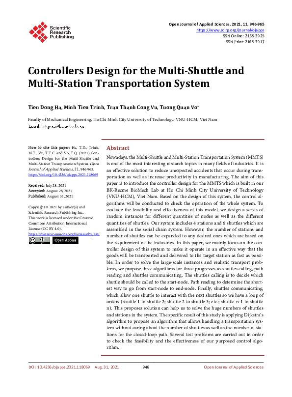 (PDF) Controllers Design for the Multi-Shuttle and Multi-Station ...