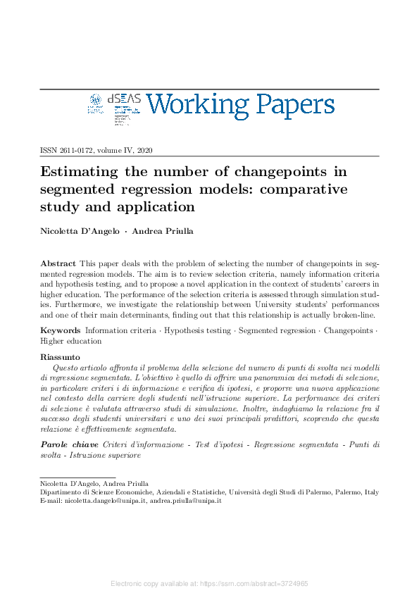(PDF) Estimating the Number of Changepoints in Segmented Regression ...