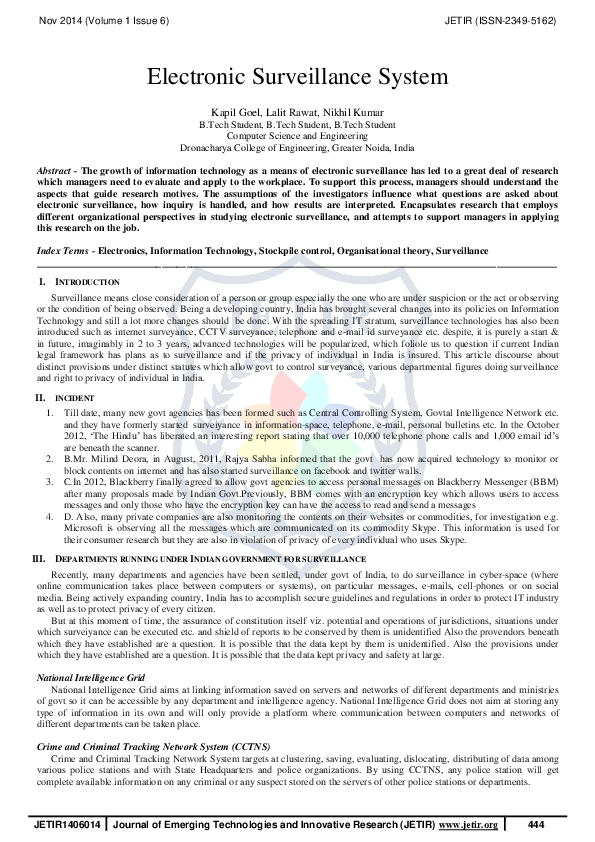 (PDF) Electronic Surveillance System