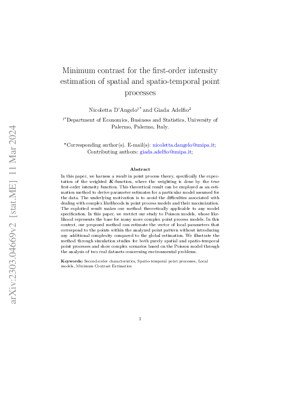 (PDF) Minimum contrast for the first-order intensity estimation of ...