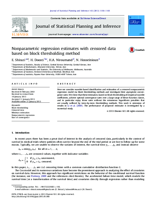 Pdf Nonparametric Regression Estimates With Censored Data Based On Block Thresholding Method