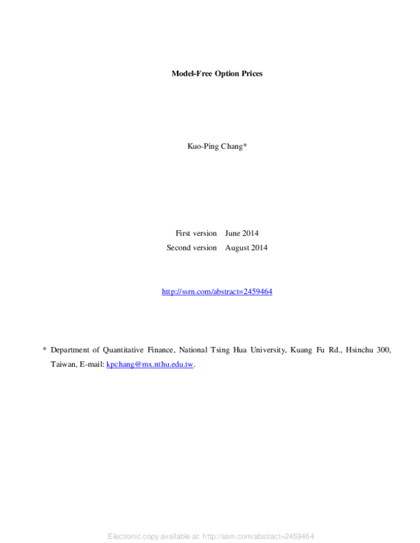 (PDF) Model-Free Option Prices