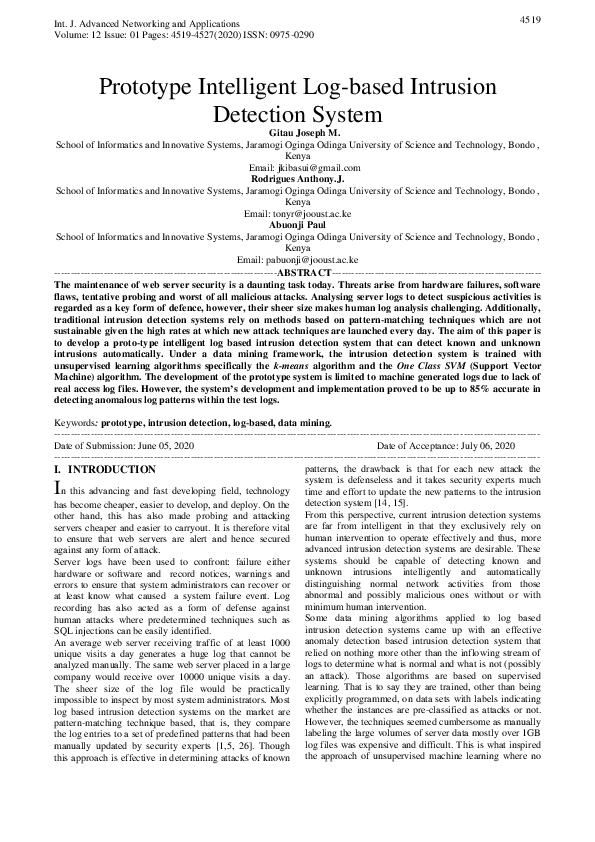(PDF) Prototype Intelligent Log-Based Intrusion Detection System