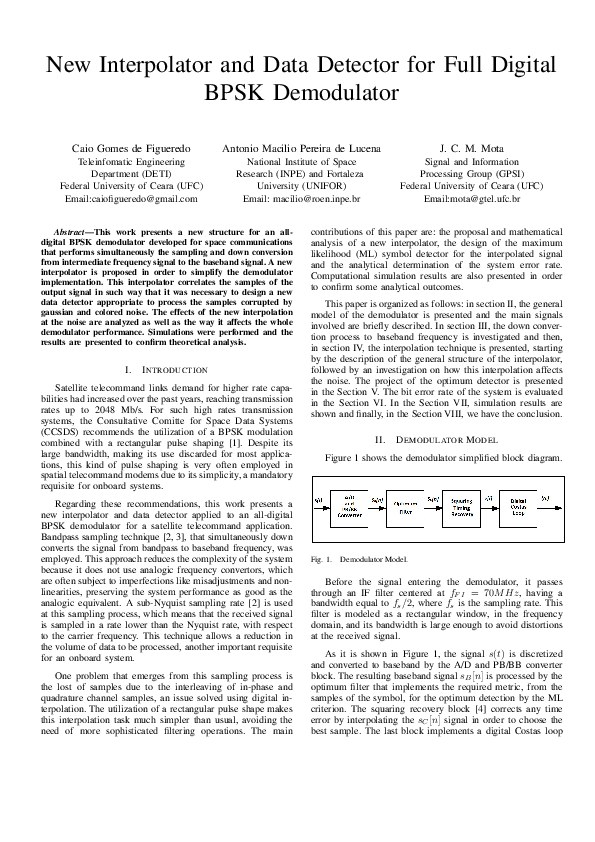 Pdf New Interpolator And Data Detector For Full Digital Bpsk Demodulator 