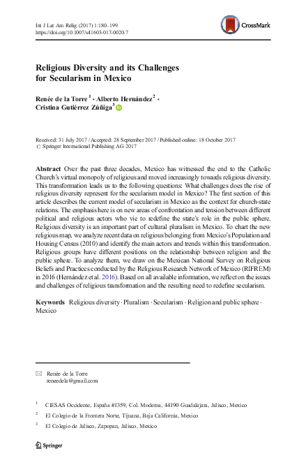 (PDF) Religious Diversity and its Challenges for Secularism in Mexico