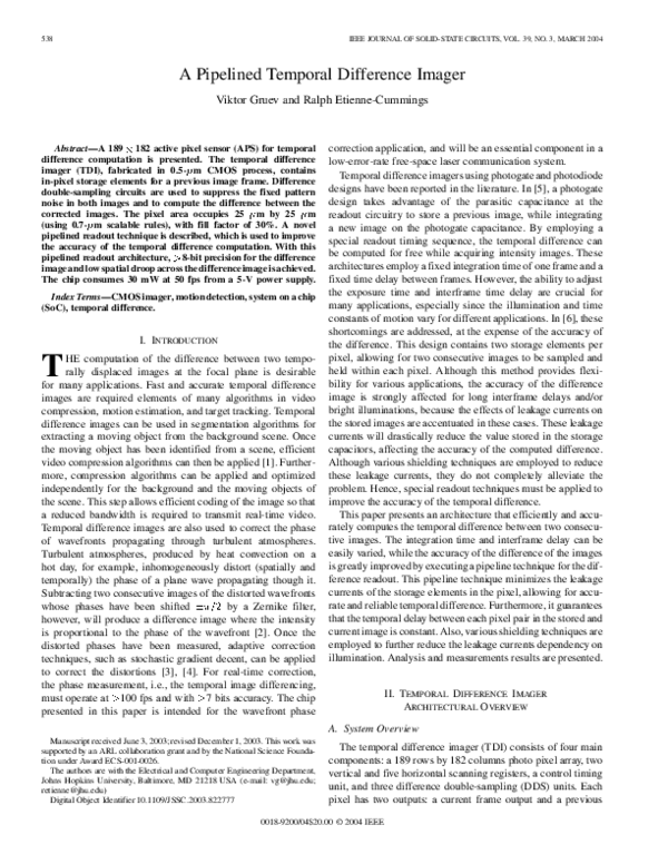(PDF) Pipelined temporal difference imager